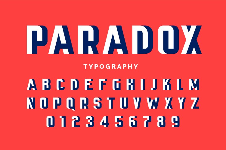 Cast shadow font alphabet letters and numbers Vector Image