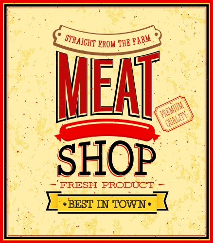 Vintage butcher shop store facade with storefront Vector Image