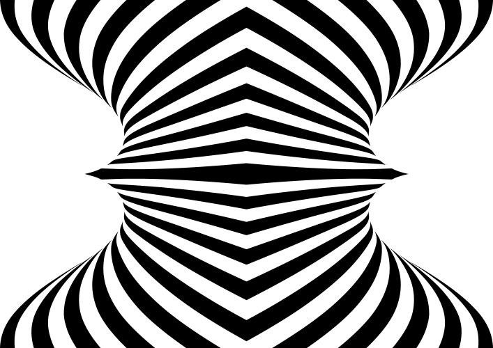 Optical illusion pyramid cylinder stripes Vector Image