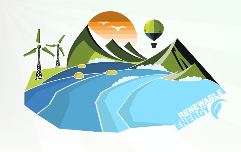Set of vintage renewable energy infographics Vector Image
