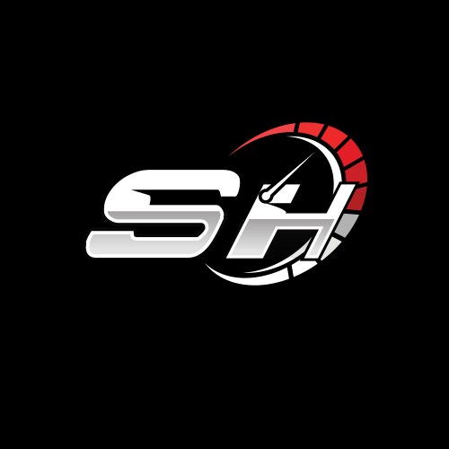 Hs logo letter speed meter racing style Royalty Free Vector