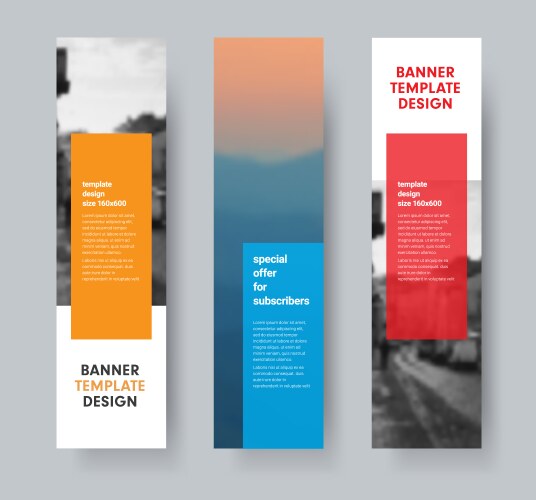 Three vertical banners with transparent flowers Vector Image