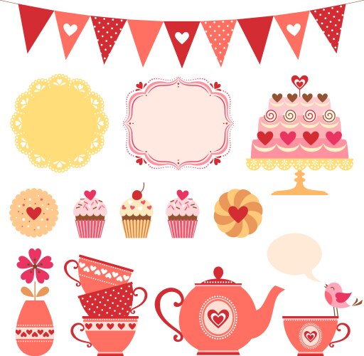 Tea party set Royalty Free Vector Image - VectorStock