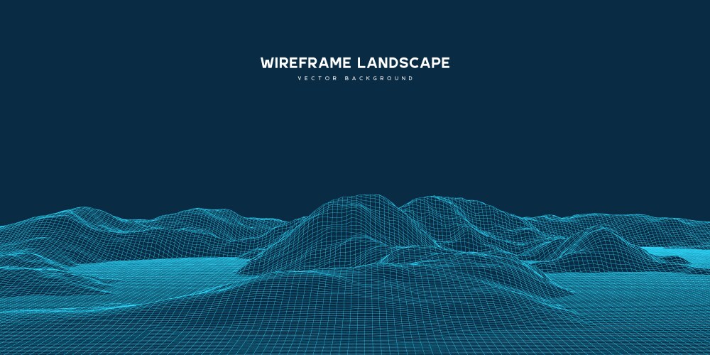 3d digital landscape made triangle mesh Royalty Free Vector