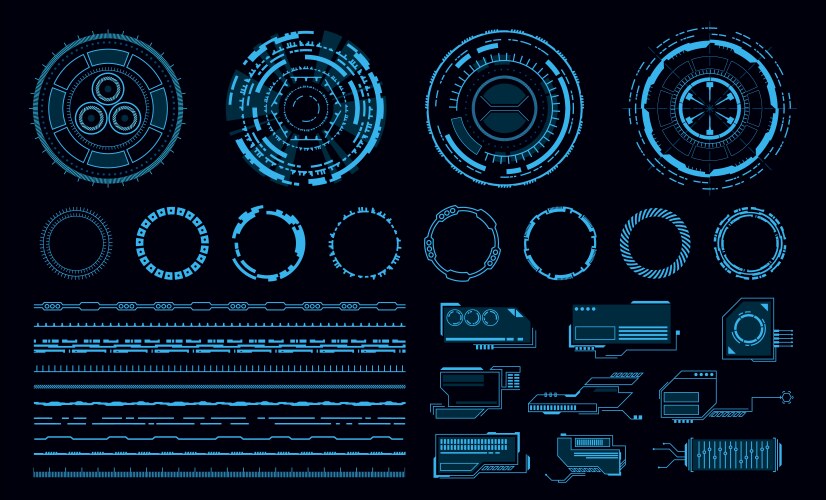 Set hud interface elements - lines circles Vector Image