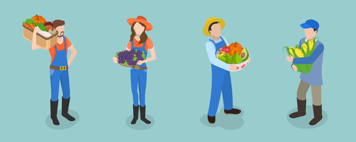 3d isometric flat set of farmers item 4 Royalty Free Vector