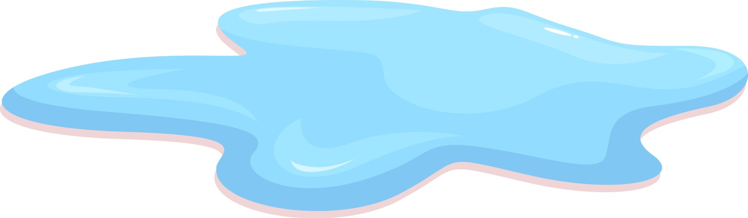Blue water puddle spreading on the ground Vector Image