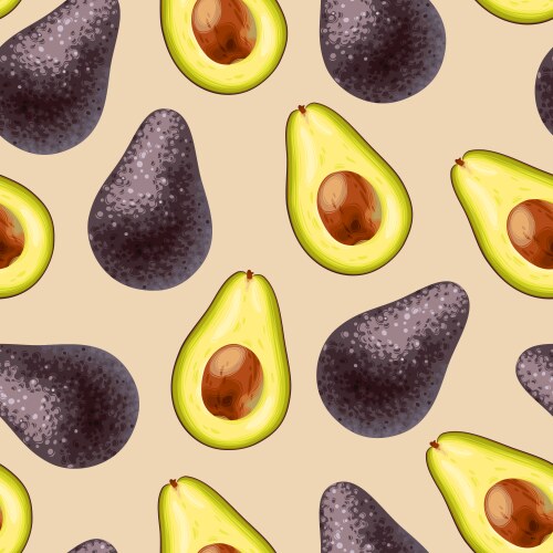 Green avocado fruits background design seamless Vector Image