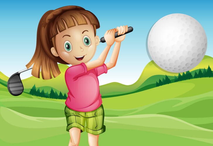 A sporty girl playing golf Royalty Free Vector Image