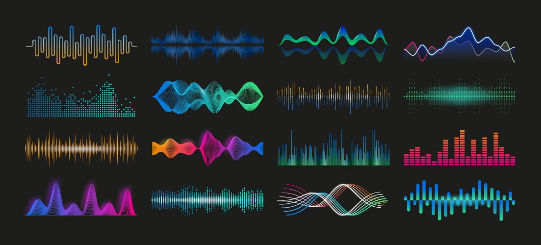 Sound waves frequency audio waveform music wave Vector Image