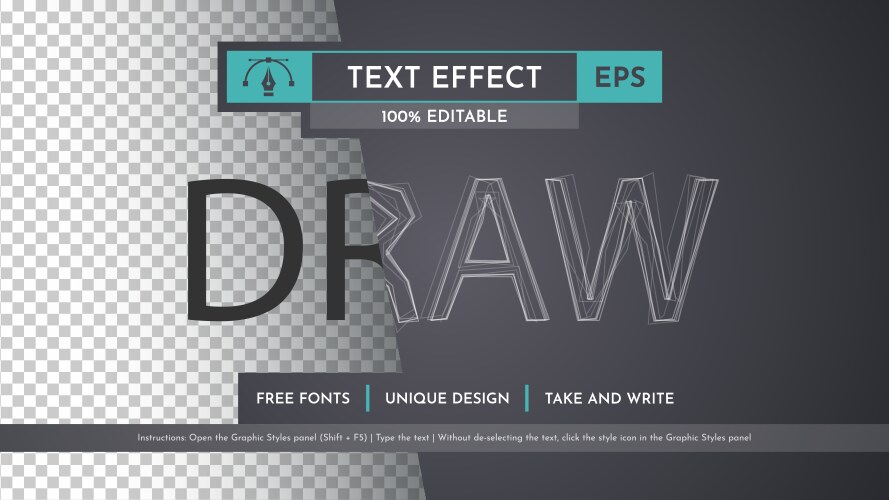 Shock - editable text effect font style Royalty Free Vector