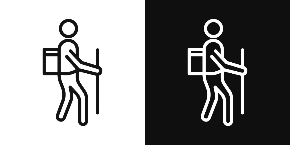 Hiking icon set hiker man symbol mountain Vector Image