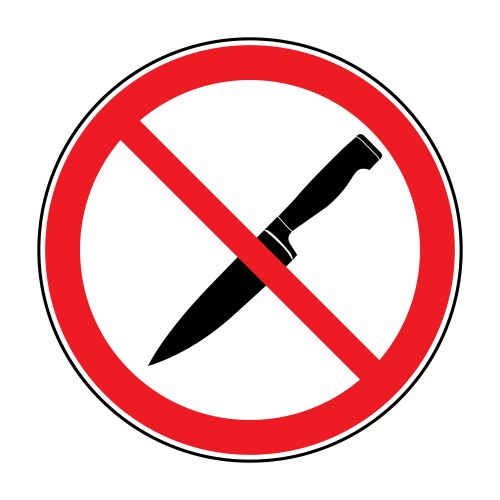 No knife weapon prohibition sign on white Vector Image