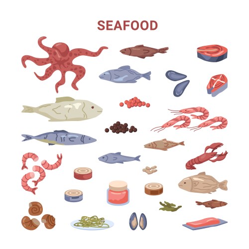 Milk meat and fish borders Royalty Free Vector Image