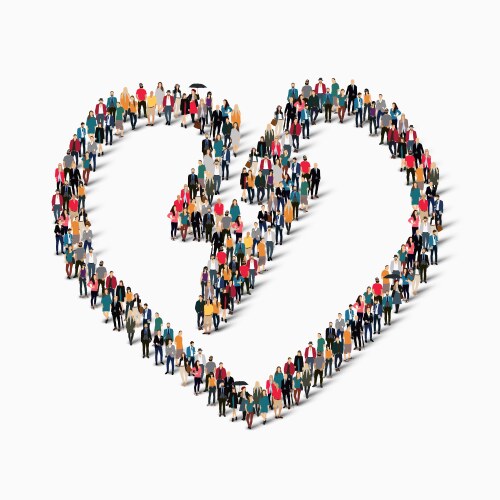 People community heart shape group love crowd Vector Image