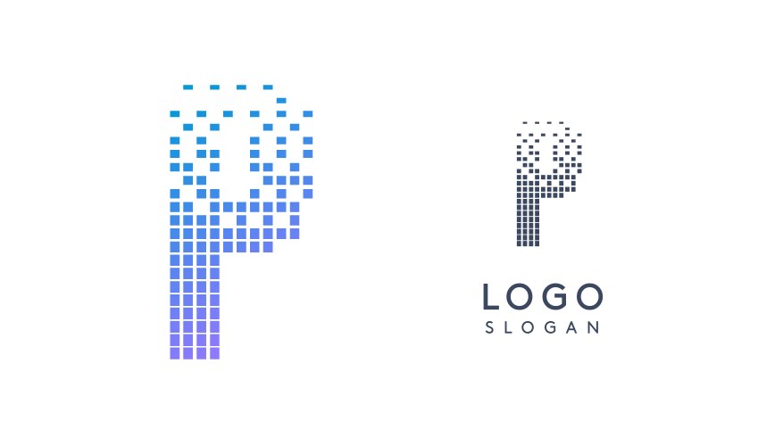 Pixelated letter v transitioning into scattered Vector Image