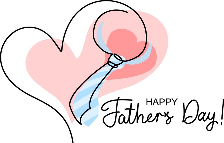 Tie in heart happy fathers day continuous one Vector Image