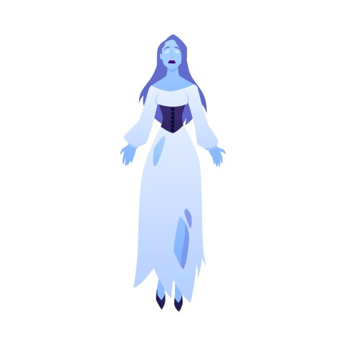 A female ghost in an old torn Royalty Free Vector Image