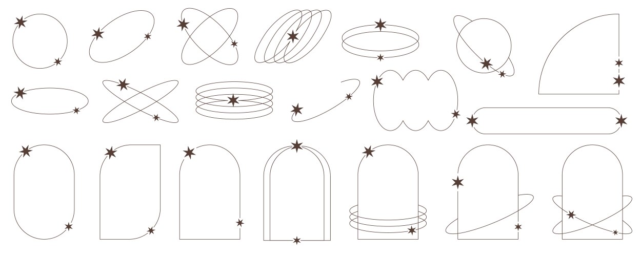 Minimalist figures with stars and sparkles Vector Image