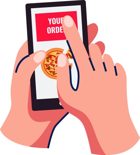 Online food order in flat design client choosing Vector Image Online food order in flat design client choosing Vector Image