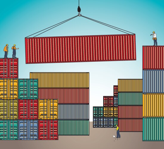 Container loading Royalty Free Vector Image - VectorStock