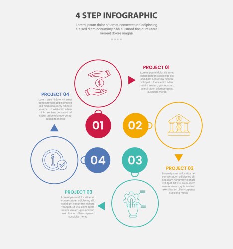 4 points template infographic outline style Vector Image