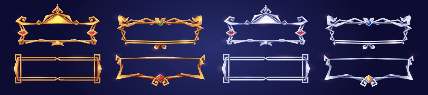 Empty rectangle game frames in medieval style Vector Image