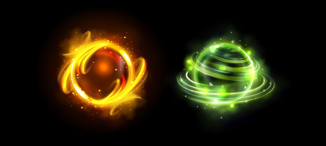 Magic power bolt and lightning energy ball Vector Image