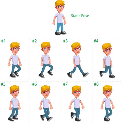 Animation of boy walking Royalty Free Vector Image