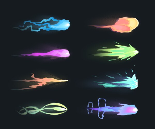 Cartoon shot effects light streaks and energy Vector Image