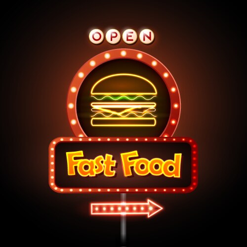 Cheeseburger neon sign poster Royalty Free Vector Image