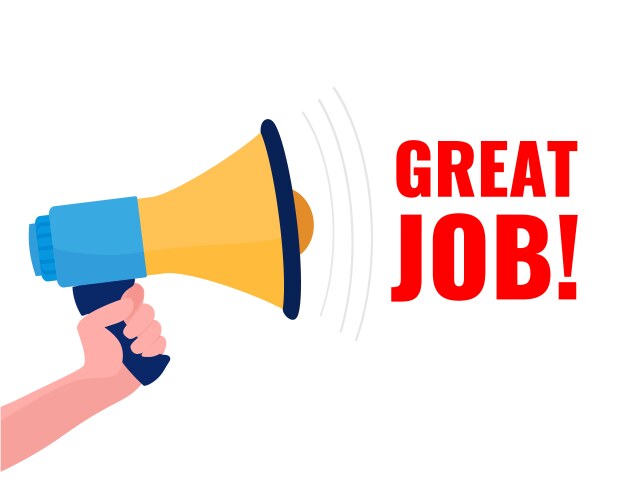 Good job thank you golden label with thumb up Vector Image