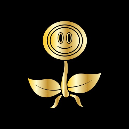 Power up flower gold Royalty Free Vector Image