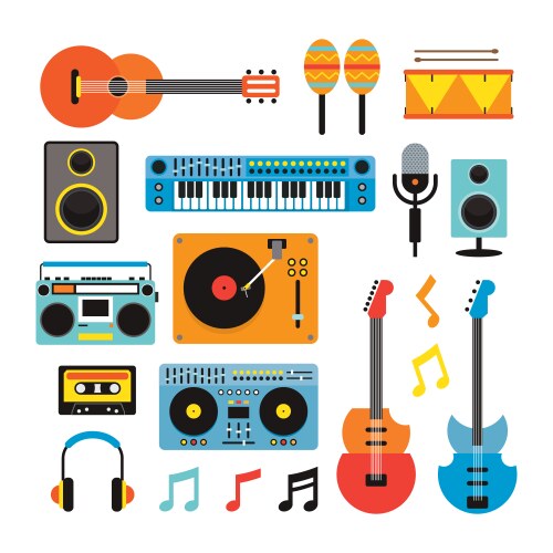 Border template with musical instruments Vector Image