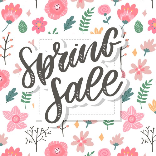 Spring sale word hanging on leaves with strings Vector Image