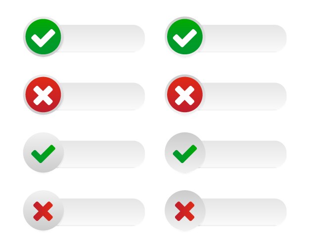 Check mark yes and no icons set Royalty Free Vector Image