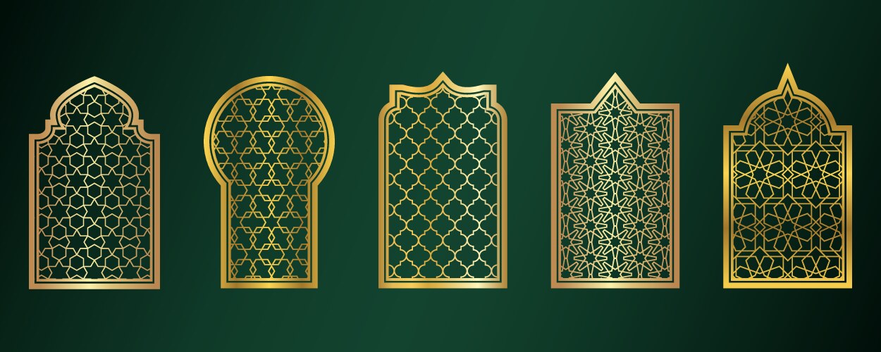 Golden amadan windows islamic door frames Vector Image