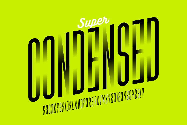 Modern condensed font with gradient elements Vector Image