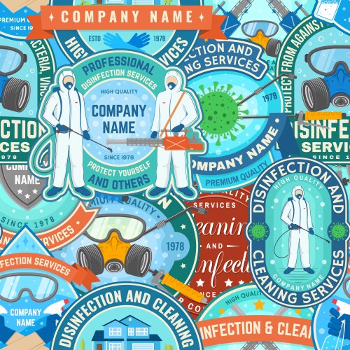 Disinfection and cleaning services badge logo Vector Image