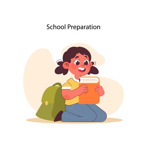 Preparing for school concept flat Royalty Free Vector Image