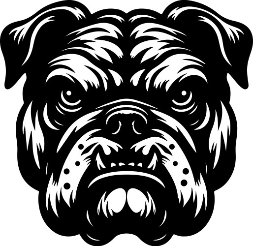 Bulldog standing silhouette line art Royalty Free Vector