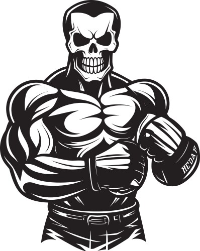 Bone breaker skeleton boxer black logo death Vector Image