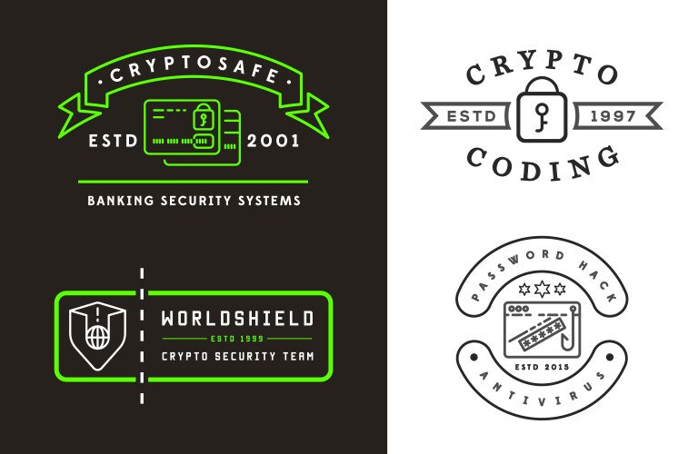 Set cyber security signs or banners with icon Vector Image