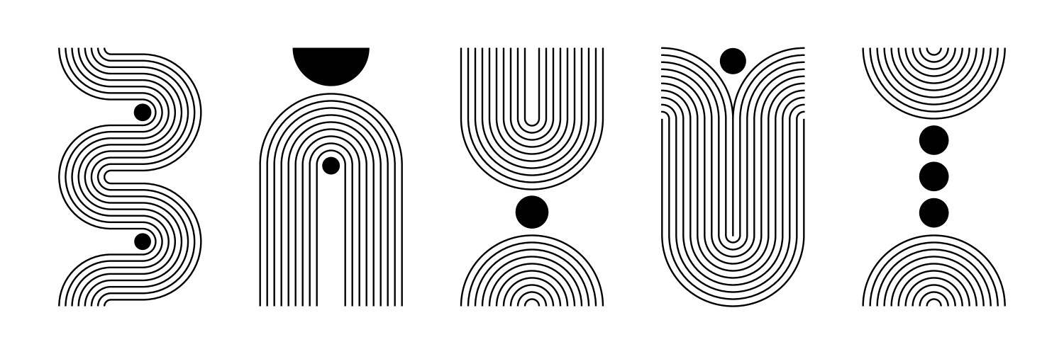 Line geometric arch and circle abstract shapes Vector Image