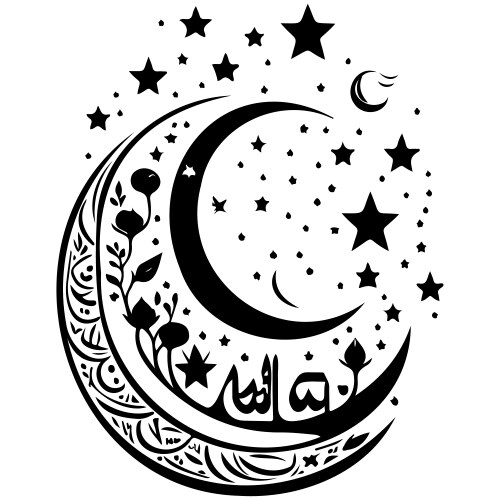 Moon star ramadan arabic islamic sketch draw Vector Image