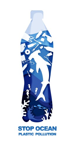 Marine pollution in paper art Royalty Free Vector Image