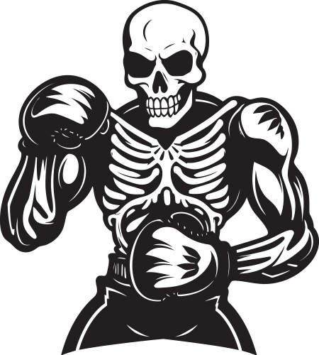 Undead slugfest skeleton boxing black logo grim Vector Image