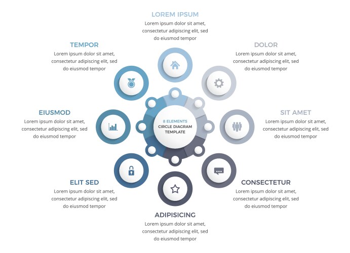 Circle infographics - eight elements Royalty Free Vector