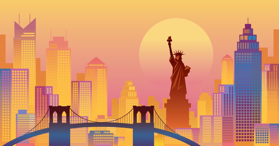 Night city colorful new york urban background Vector Image