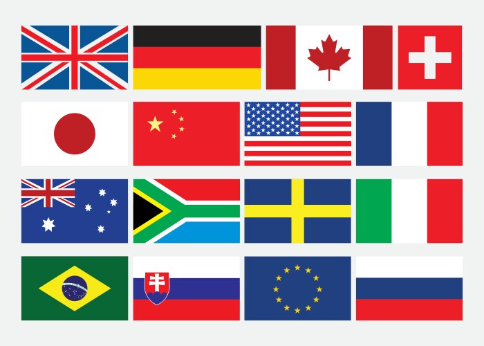 Different national flags clip-art collection Vector Image